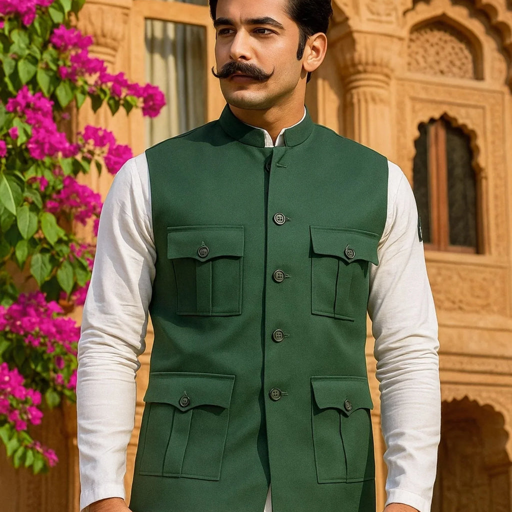 Hunting Jacket - Green Color Plain Button Men's Hunting jacket for ...